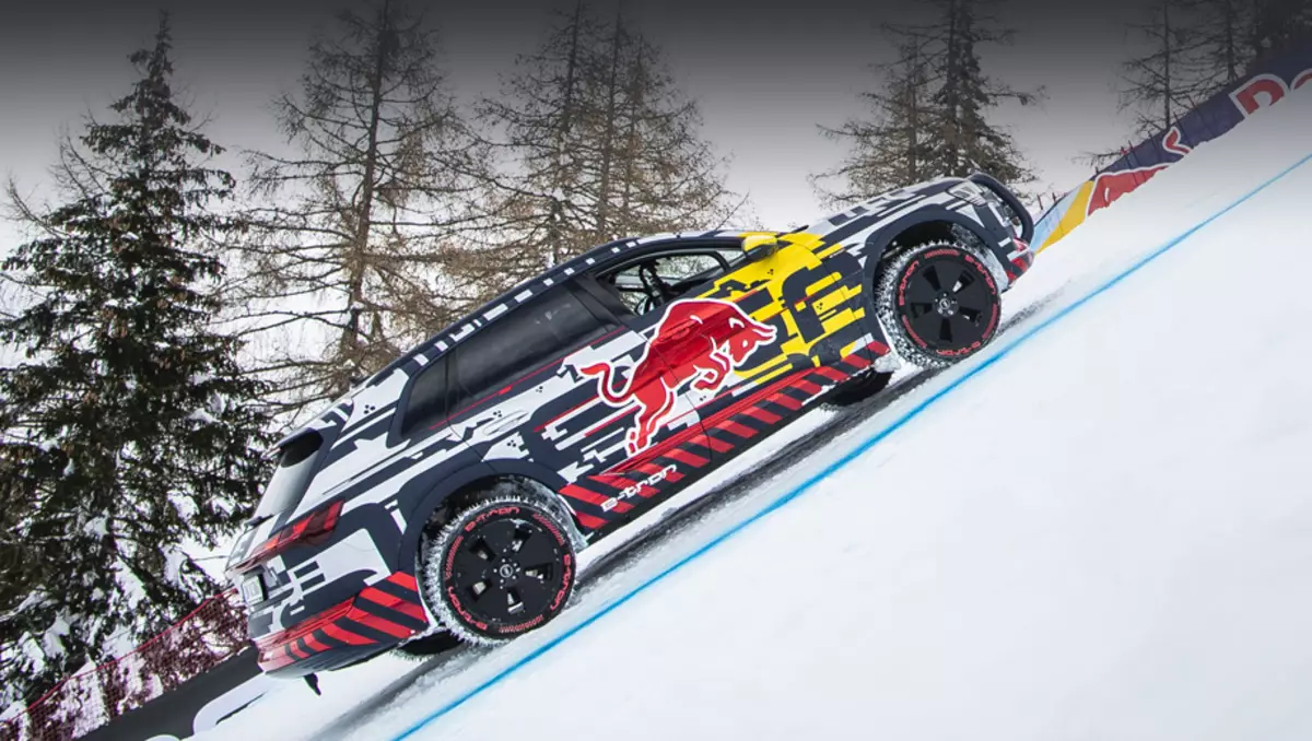 Audi E-Tron Demonstrator drove up the ski slope